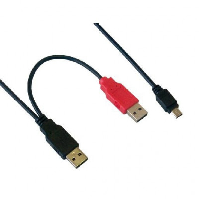 MCL Cable Double USB Type A Male Alim Data Mini B 5 brs Male 1m