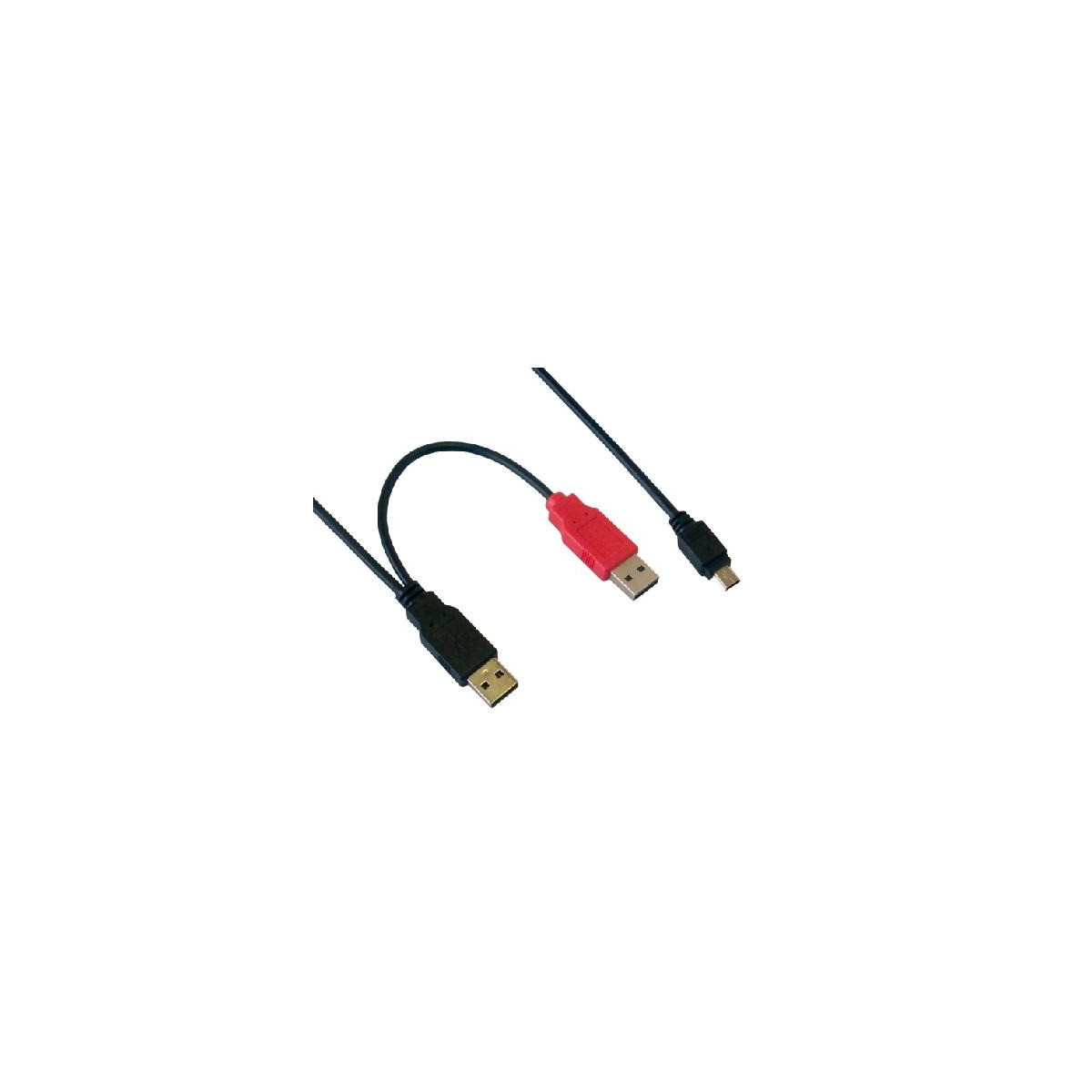 MCL Cable Double USB Type A Male Alim Data Mini B 5 brs Male 1m